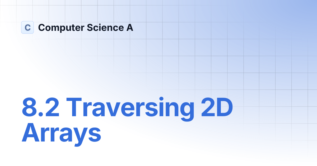 8.2 Traversing 2D Arrays | Computer Science A