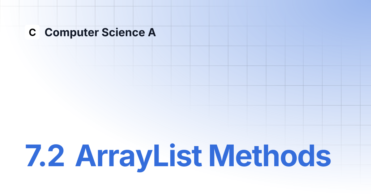7.2 ArrayList Methods | Computer Science A 7.2 ArrayList Methods | Computer Science A