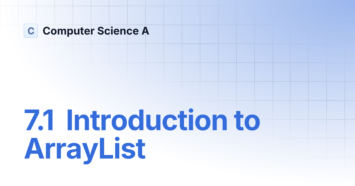 7.1 Introduction to ArrayList | Computer Science A